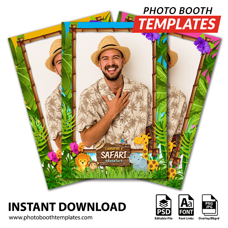 Jungle Safari Celebration Portrait Photo Booth Templates
